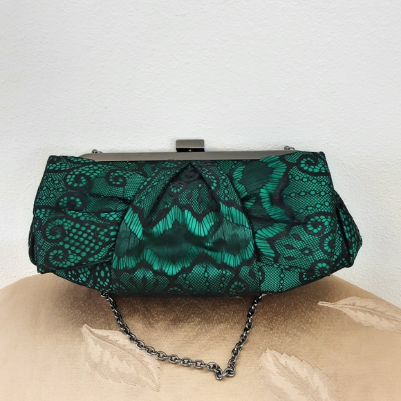 Glint | Bags | Glint Emerald Green And Black Lace Bag Nwot | Poshmark